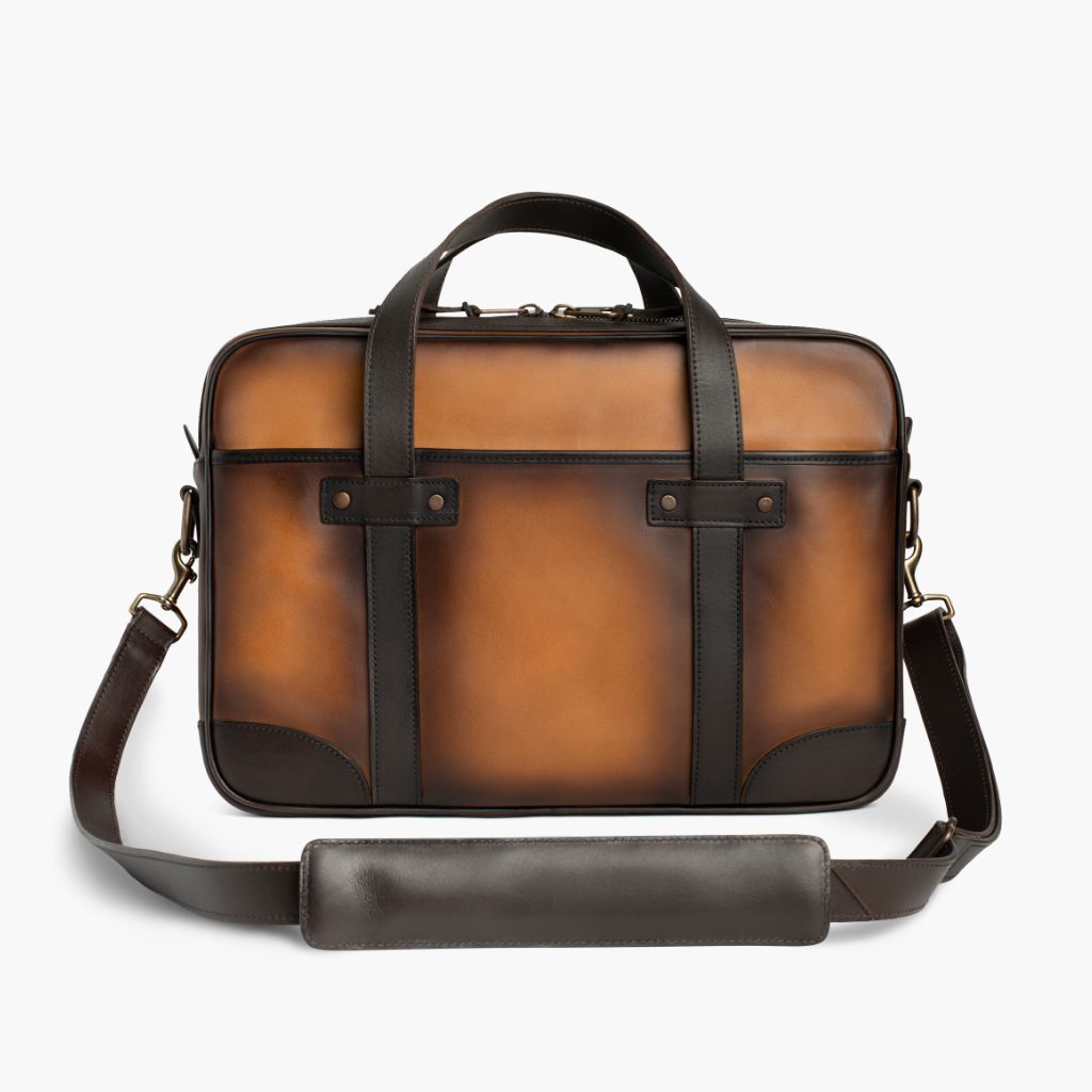 Men's Commuter Messenger Bag in Tan 'Toffee' Leather - Thursday