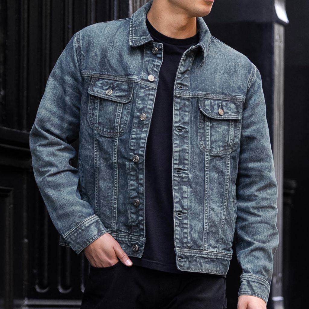 Men's Denim Trucker Jacket in Faded Indigo - Thursday