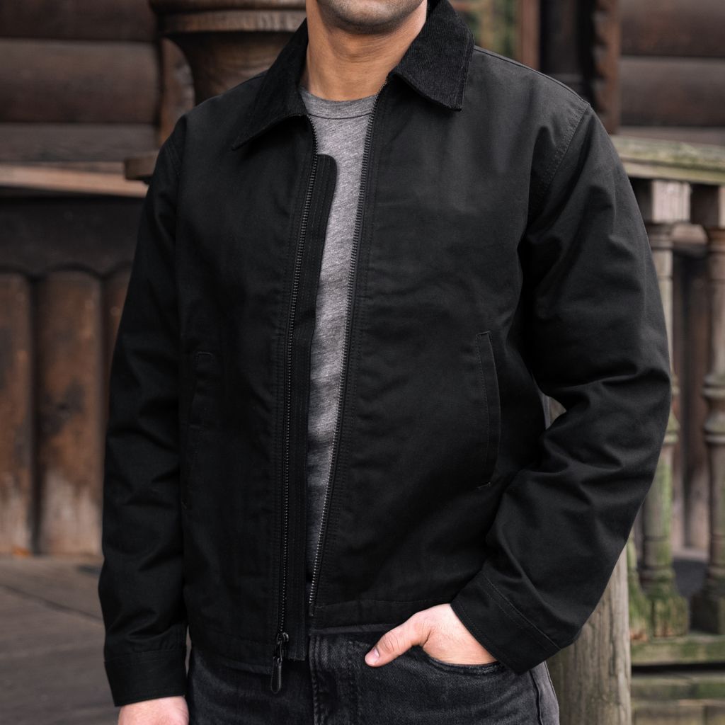 Men's Ranger Jacket in Black Dry Waxed Canvas - Thursday