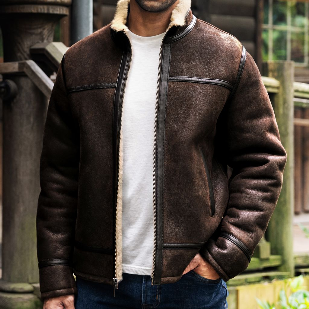 Men's Stallion Shearling Jacket In Brown 'Sequoia' - Thursday