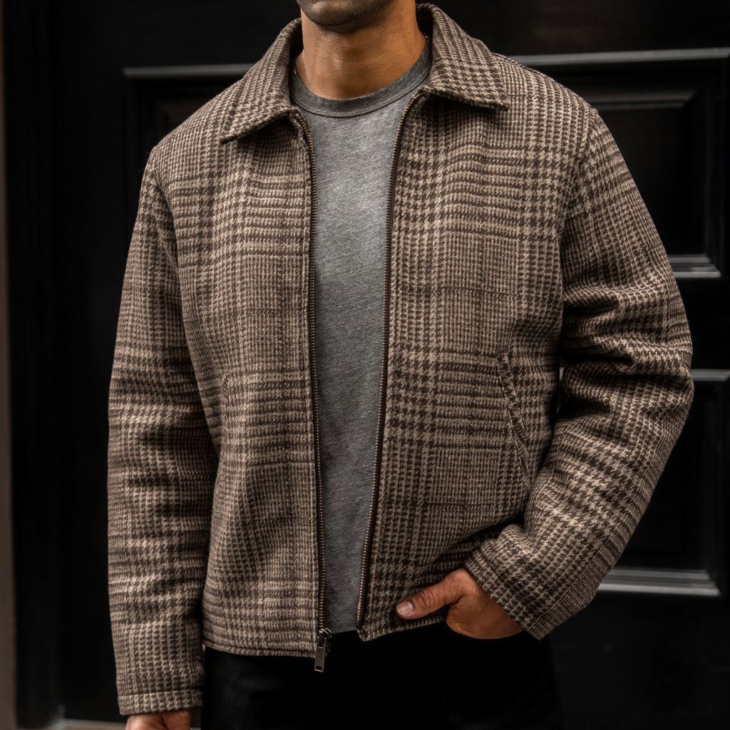 Men's Heavyweight Station Wool Jacket In Brown 'Elmwood' - Thursday