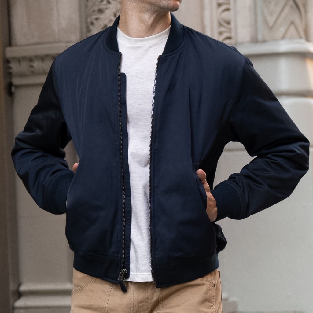 Men's Union Bomber Jacket In Navy - Thursday