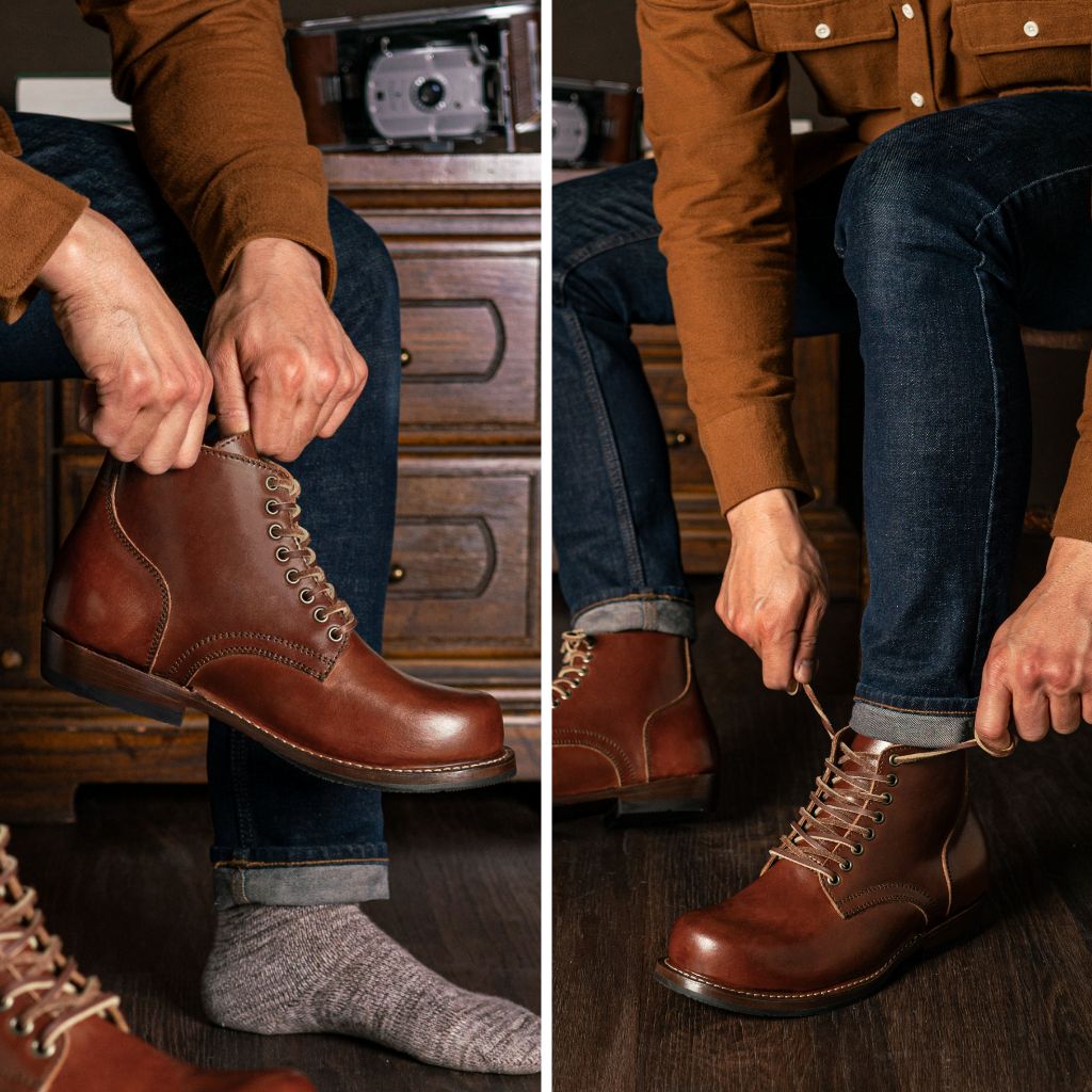 Men's Brawler Boot In Medium Brown Harness Leather - Thursday Men's Brawler Boot In Medium Brown Harness Leather - Thursday