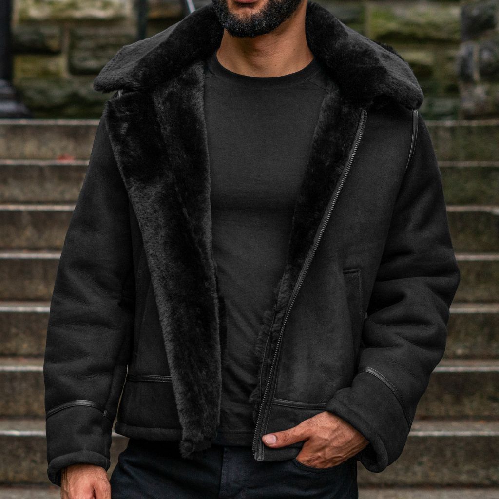 Men's Bronco Shearling Jacket In Black - Thursday