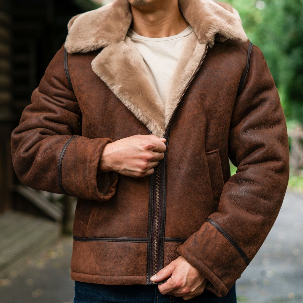Men's Bronco Shearling Jacket In Brown 'Yosemite' - Thursday