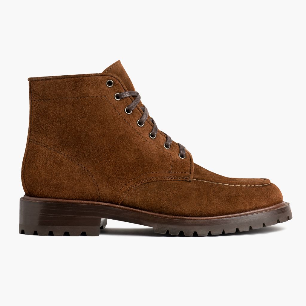 Men's Diplomat Moc Toe Boot In Brown 'Cinnamon' Suede - Thursday