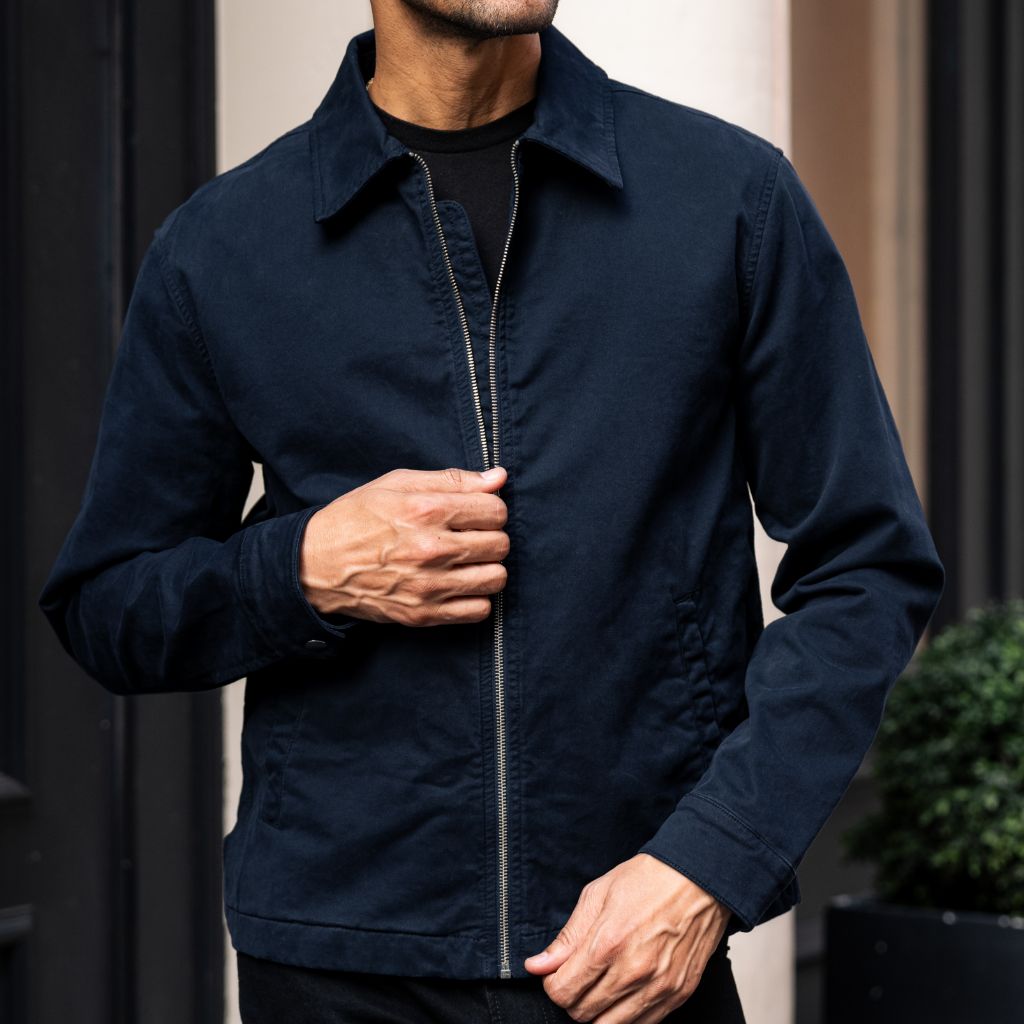 Men's Mechanic Jacket In Navy Blue Twill - Thursday