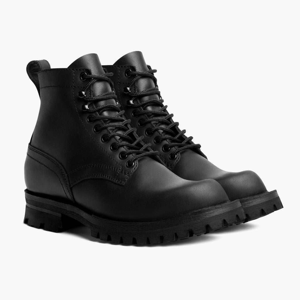 Men's Thunder Lace-Up Logger Boot In Black Leather - Thursday