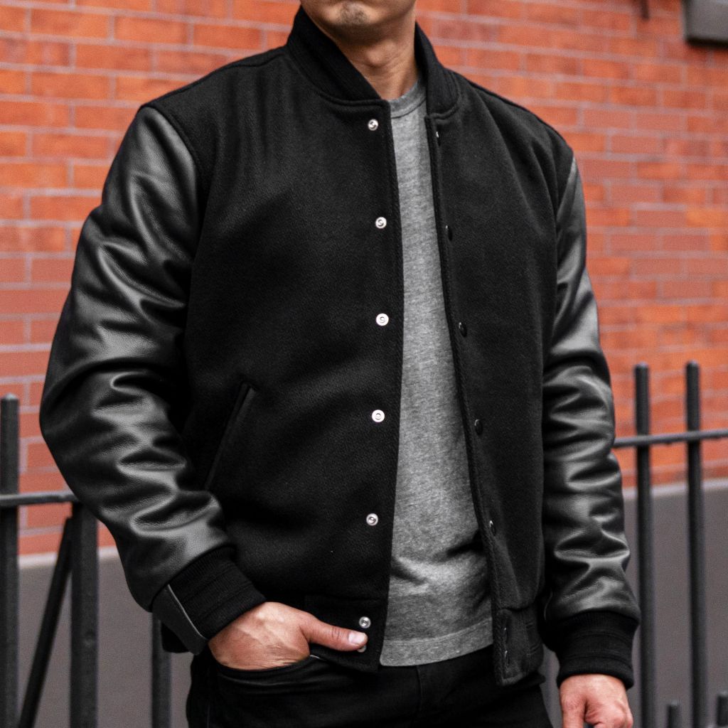 Men's Wool Varsity Jacket In Black - Thursday