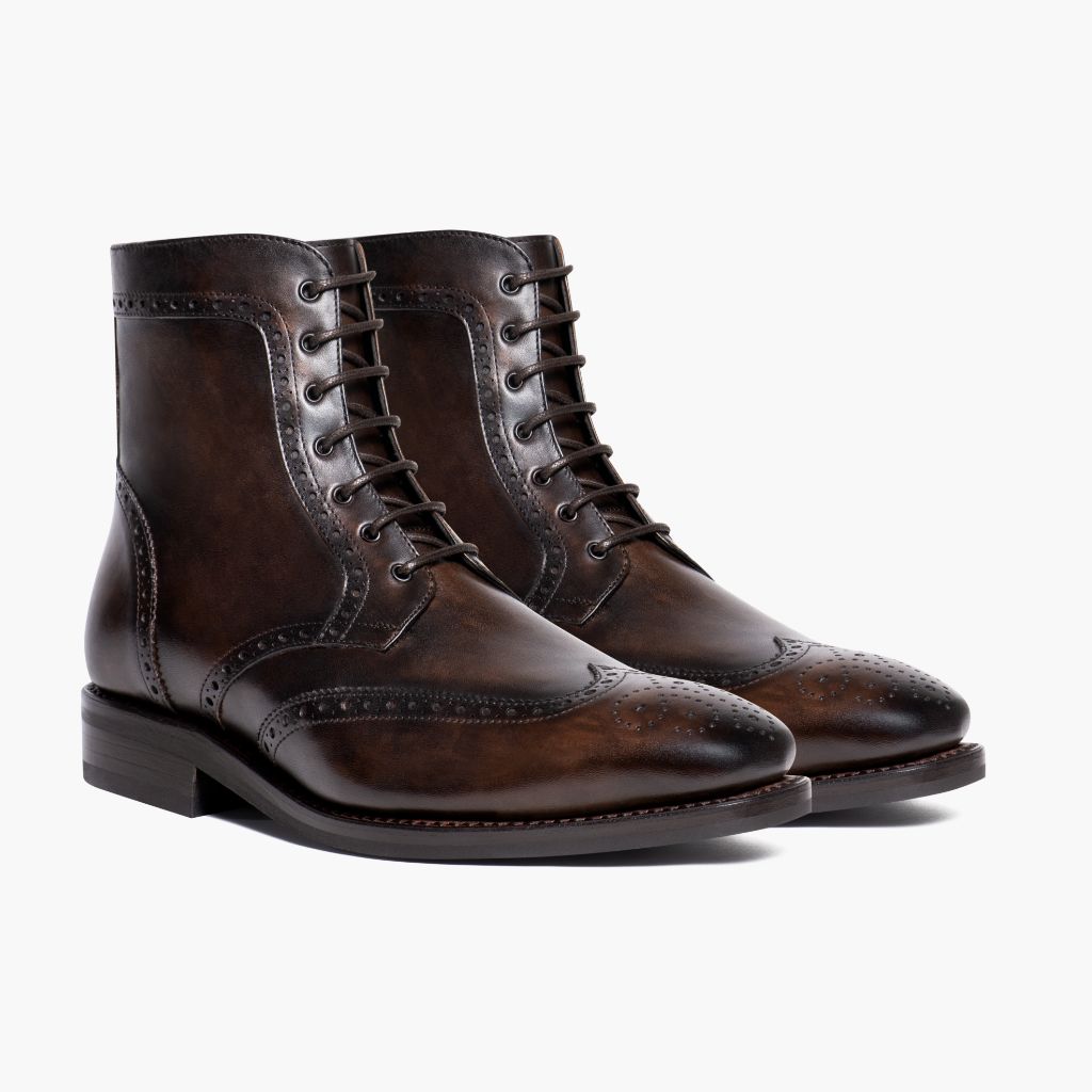 Men's Wingtip Boot In Dark Oak Brown Leather - Thursday Boot Company
