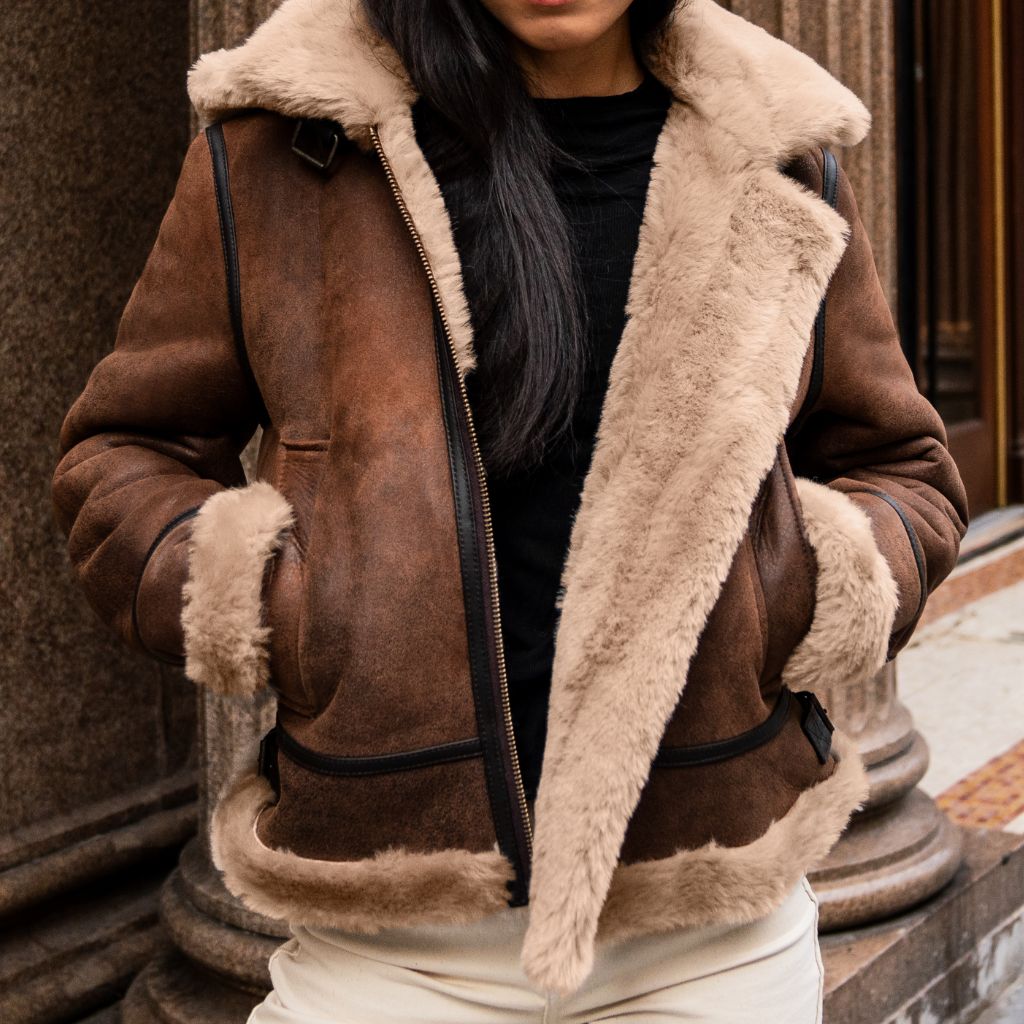 Women's Bronco Shearling Jacket In Brown 'Yosemite' - Thursday