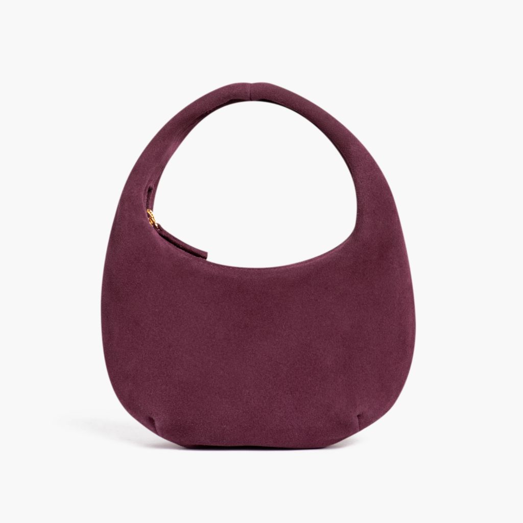 Women's Mini Crescent Bag in Burgundy Suede - Thursday