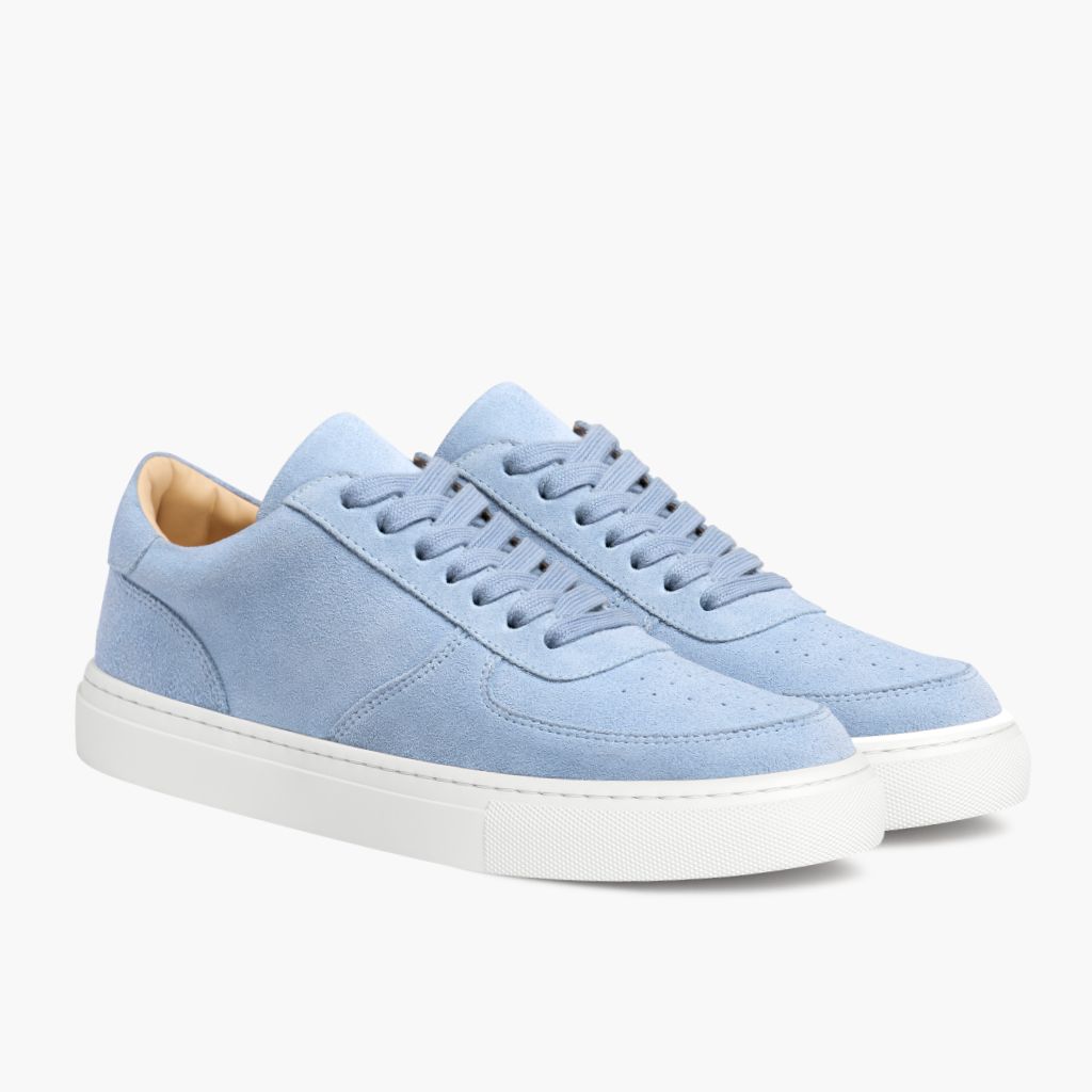 Women's Court Low Top Sneaker In Blue 'Azure' Suede - Thursday