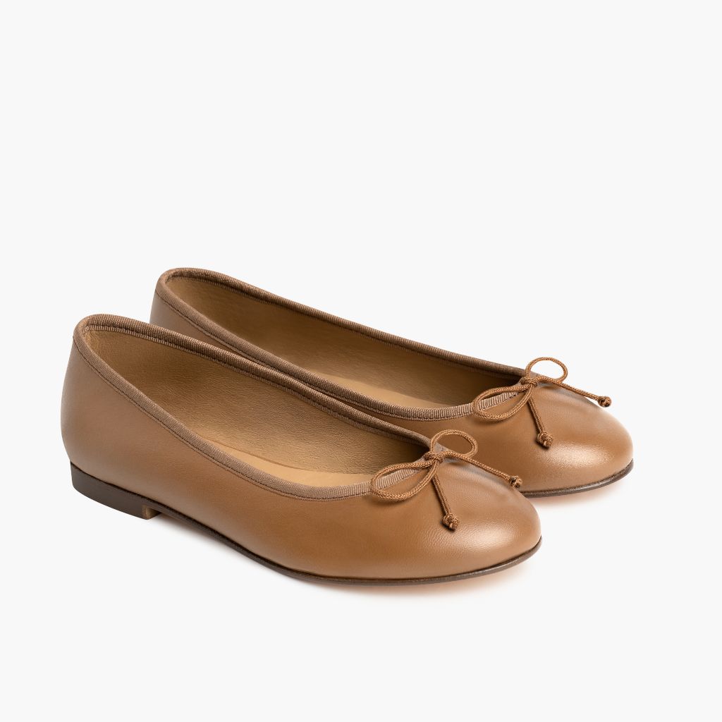 Women's Prima Ballet Flat In Tan 'Cuero' Leather - Thursday