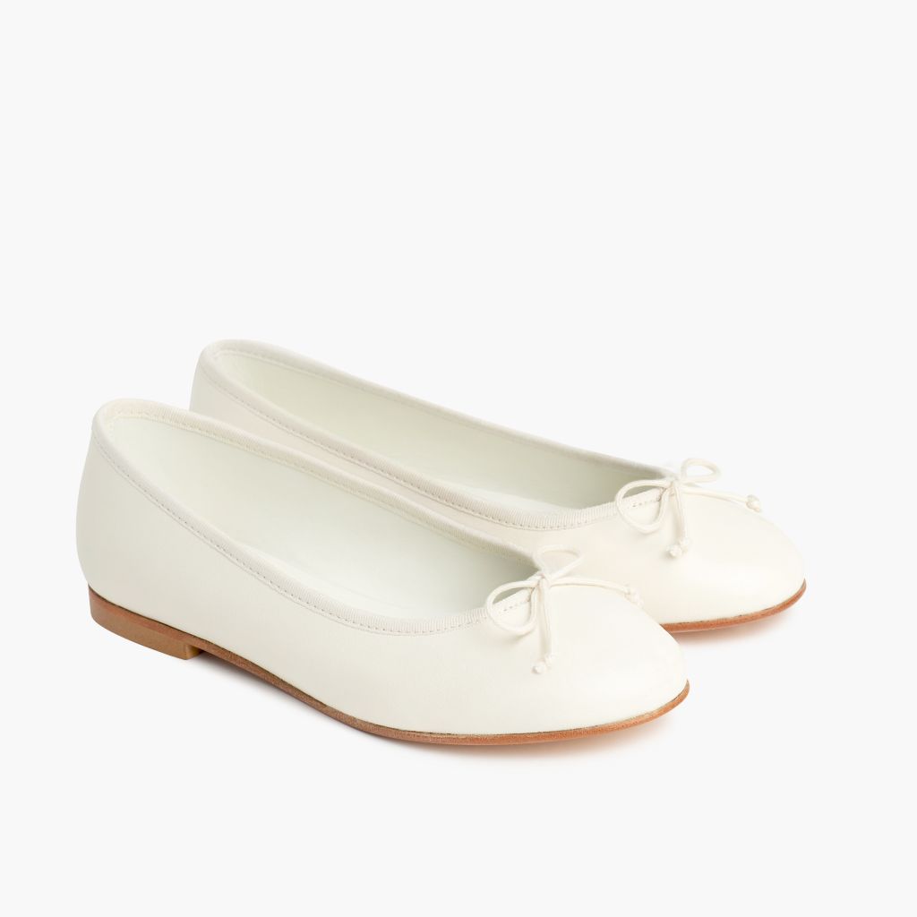 Women's Prima Ballet Flat In Ivory Leather - Thursday