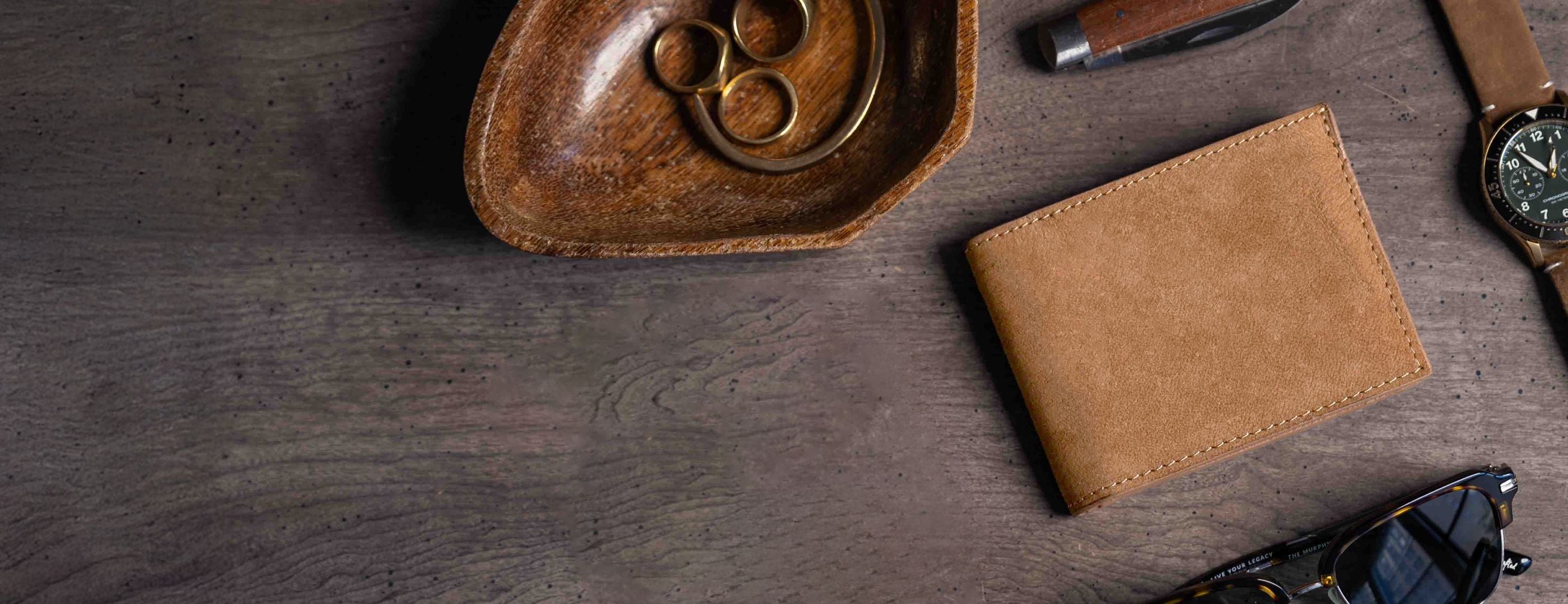 Minimalist Leather Bifold Wallet in Tan Snuff Kudu Leather - Thursday