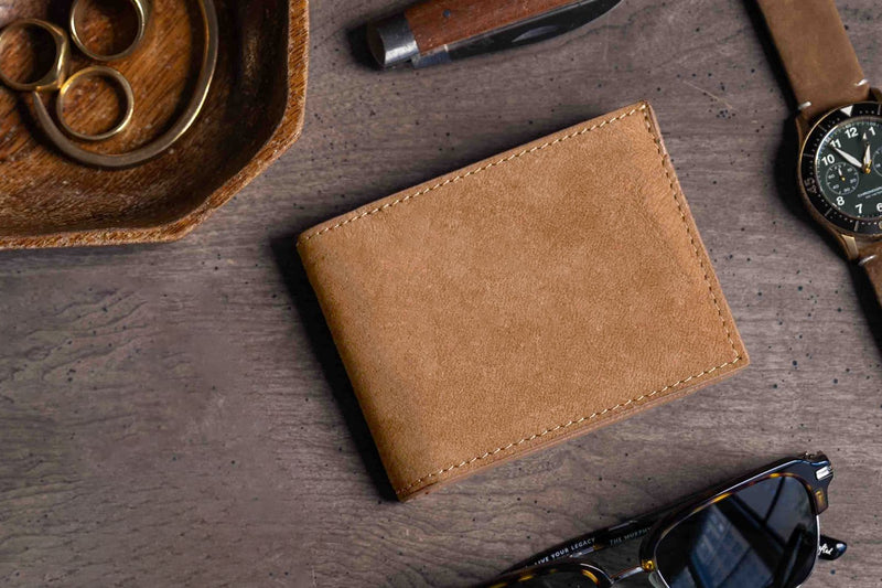 Minimalist Leather Bifold Wallet in Tan Snuff Kudu Leather - Thursday