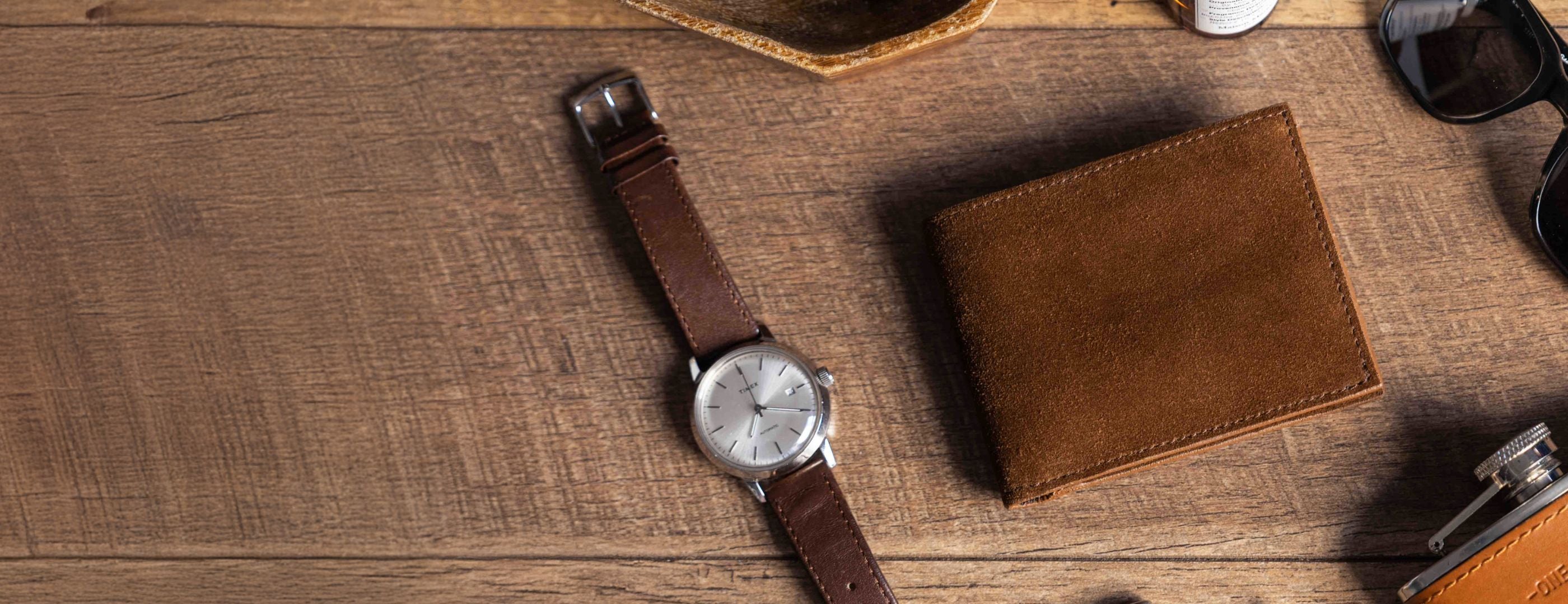 Minimalist Leather Bifold Wallet in Brown Snuff Reverse Suede - Thursday