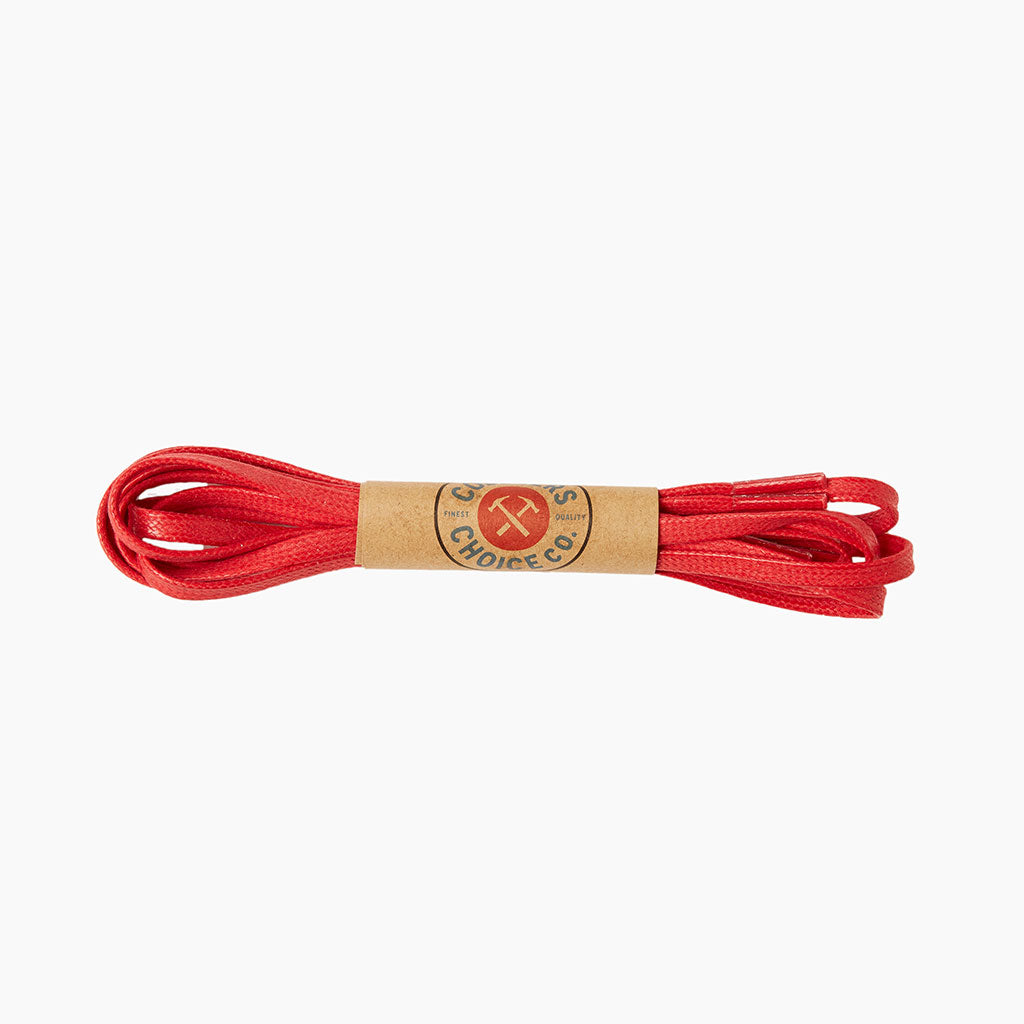 55" Flat Waxed Cotton Boot Laces in Red - Thursday Boot Company