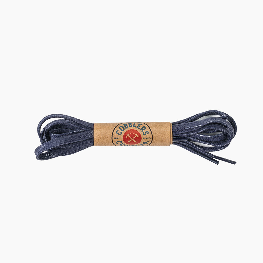 46" Flat Waxed Cotton Boot Laces in Blue - Thursday Boot Company