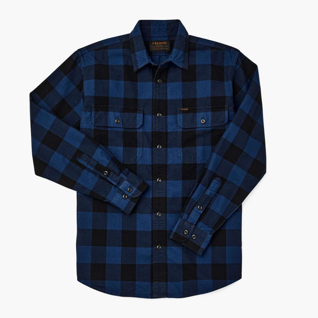Filson Field Flannel Shirt in Cobalt Blue Black - Thursday Boot Company