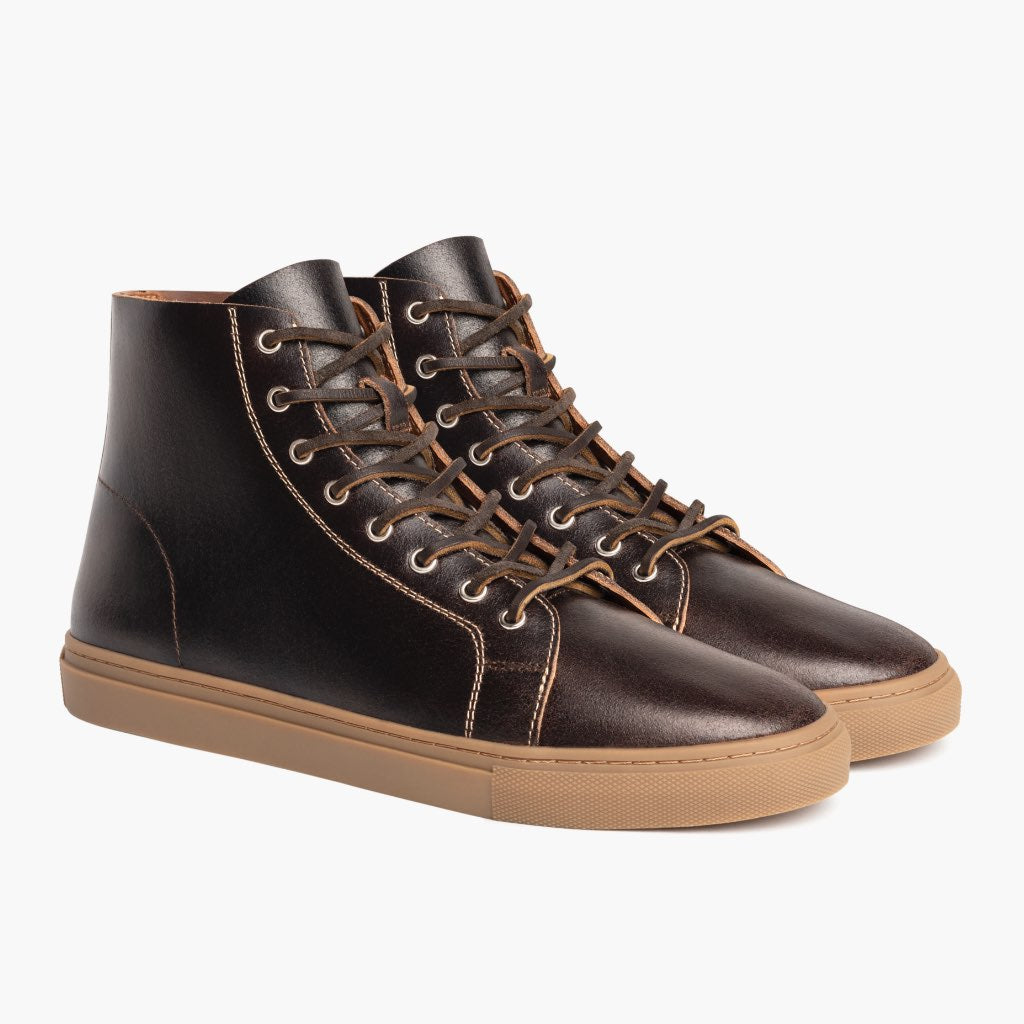 Men's Premier High Top Sneaker In Cacao Brown Leather - Thursday
