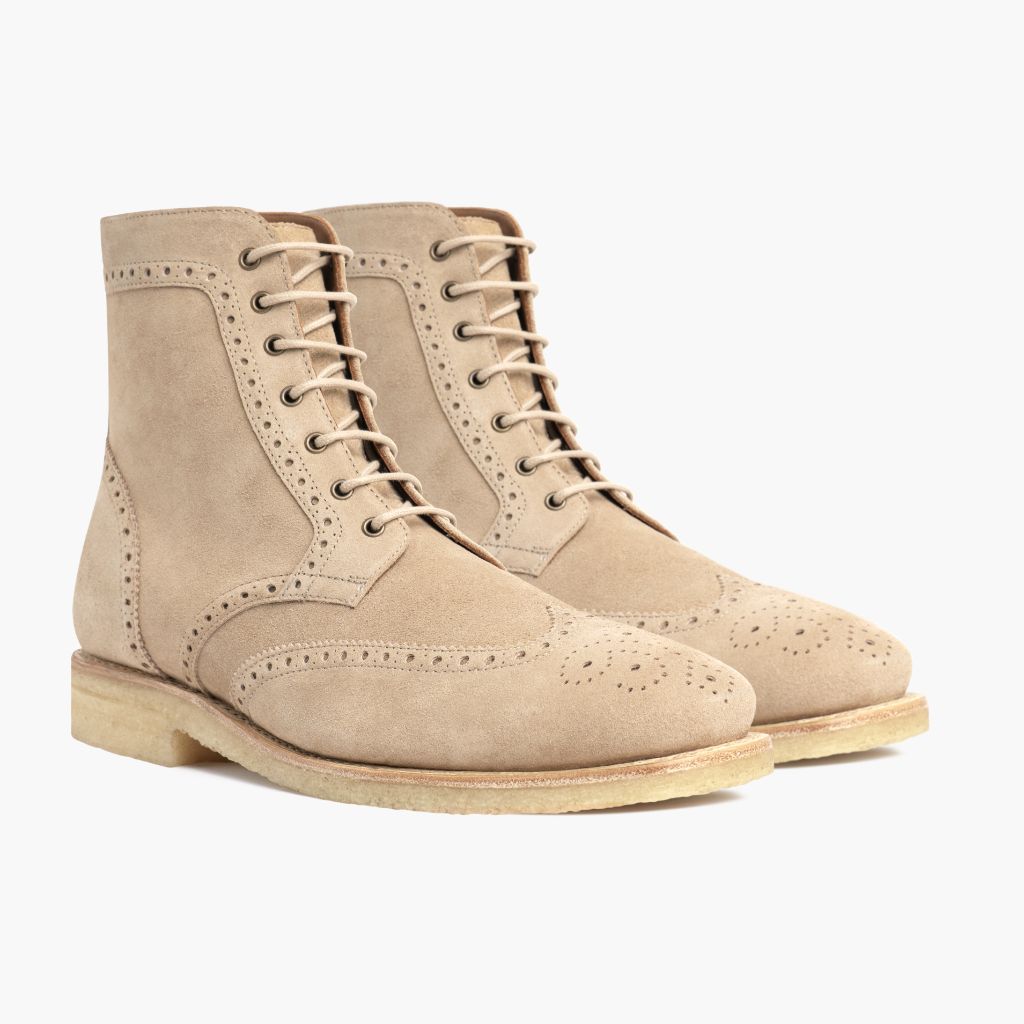 Men's Wingtip Boot In Tan 'Dune' Suede - Thursday Boot Company