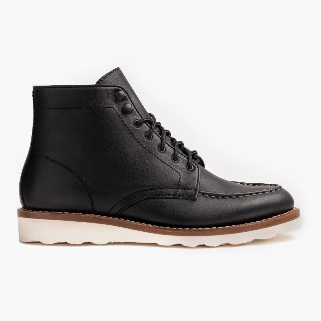 Women's Diplomat Moc Toe Boot In Black Leather - Thursday Boot Company