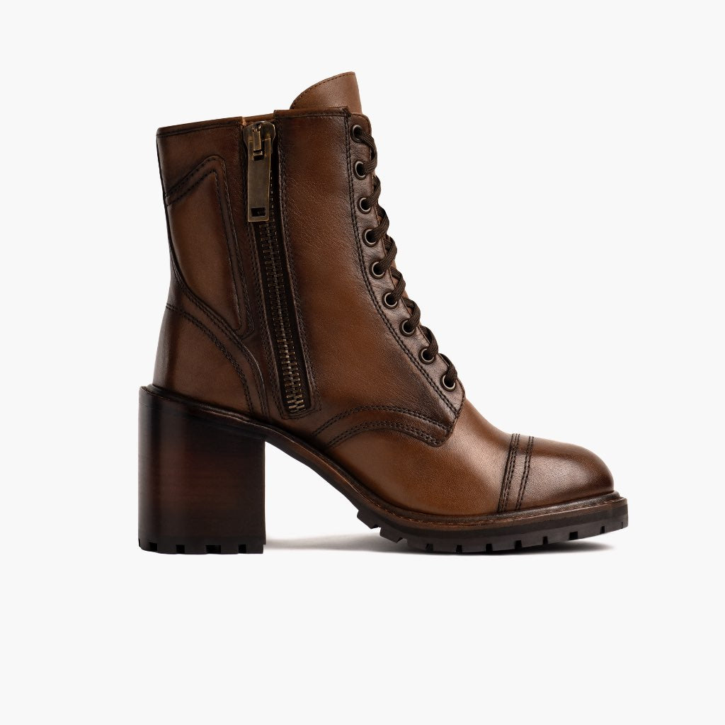 Women's Rebel High-Heel Zip-Up Boot In Walnut Tan - Thursday