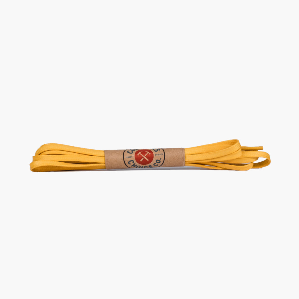 55" Flat Waxed Cotton Boot Laces in Yellow - Thursday Boot Company